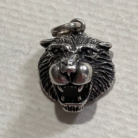 Unk | Jewelry | Ferocious Little Silver Lions Head Pendant Or Charm ...
